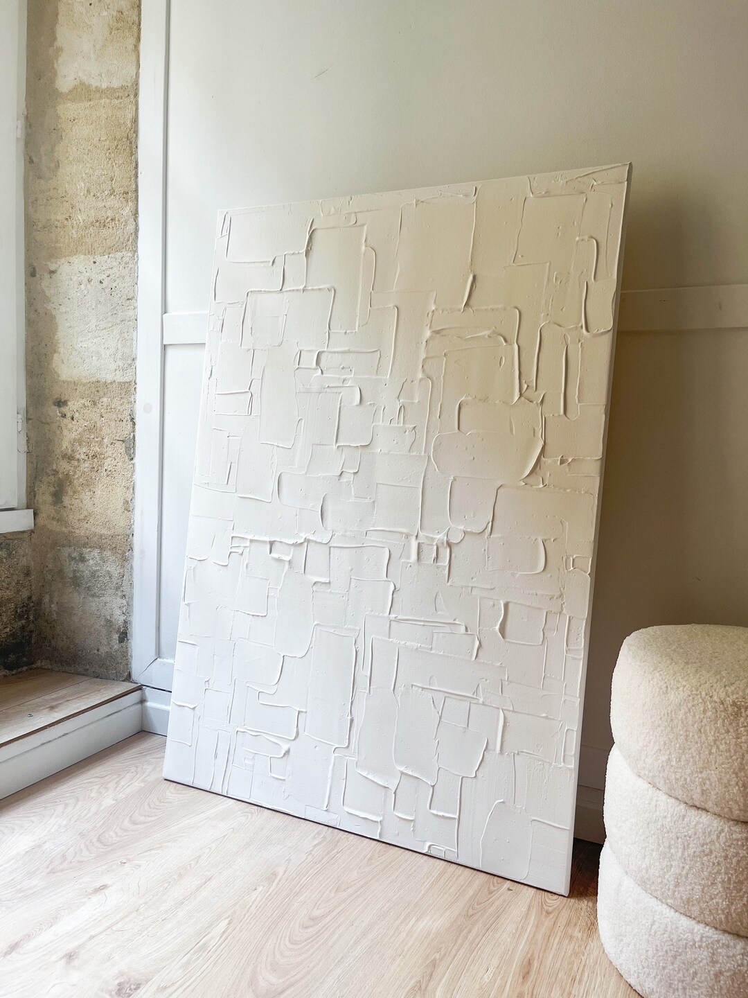 Tableau texturé minimaliste blanc OIA - Etsy France