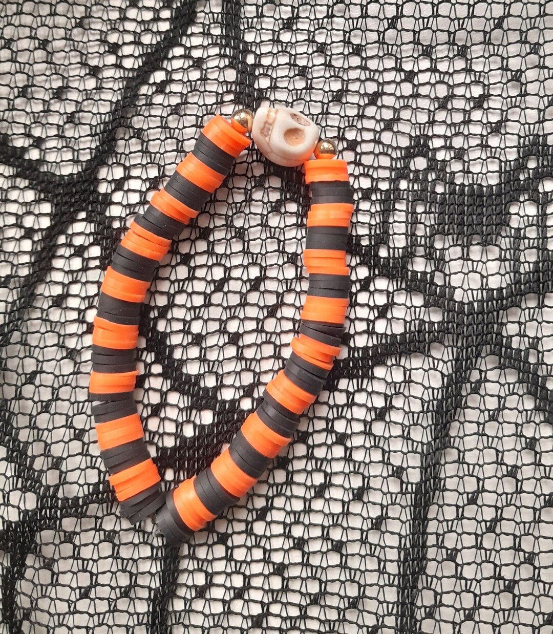 Skeleton Halloween Clay Bead Bracelet - Etsy