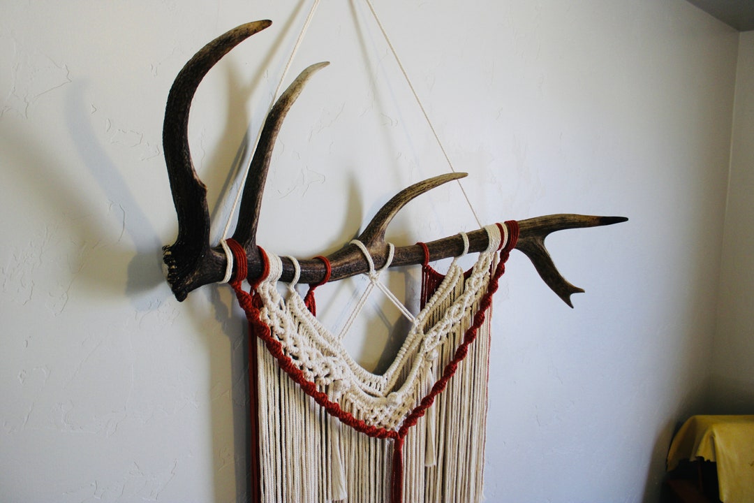 Elk Antler Macrame - “burnt Orange and Cream” - Etsy
