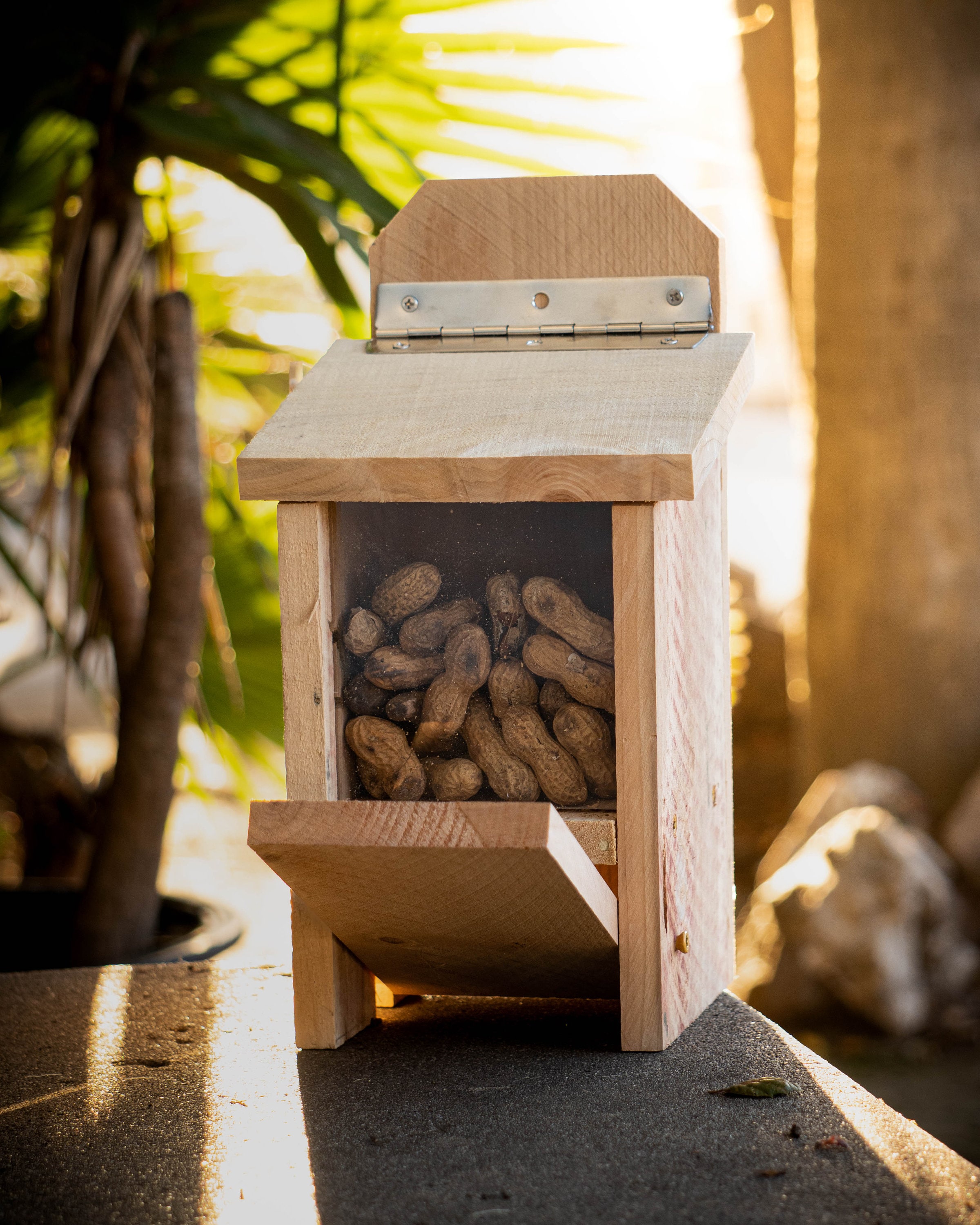 Squirrel Peanut Feeder 2.0: Cedar Lever-operated, Weatherproof - Etsy