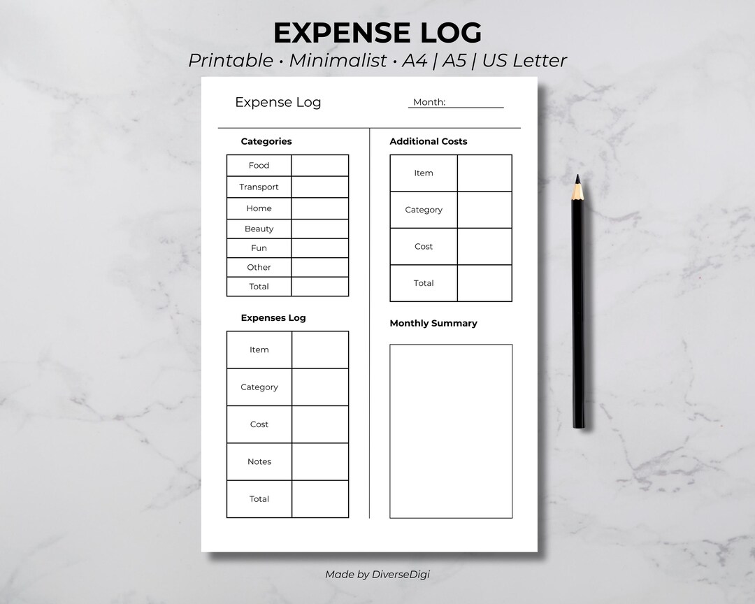 Expense Log Printable | Daily Expense Tracker | Spending Tracker ...
