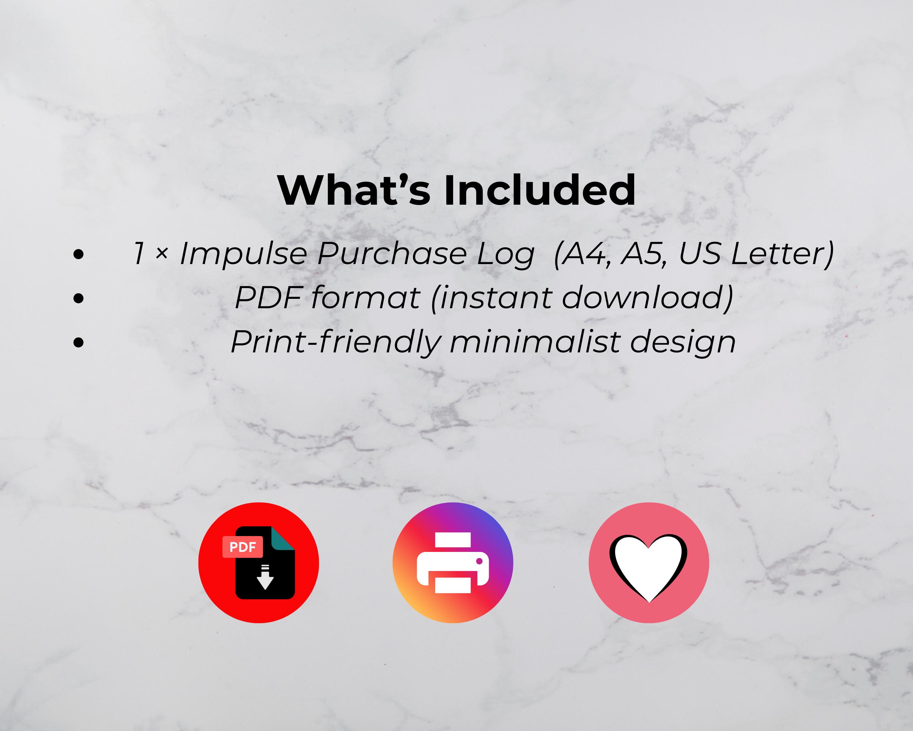 Impulse Purchase Log Printable | Stop Impulse Spending Worksheet | No ...