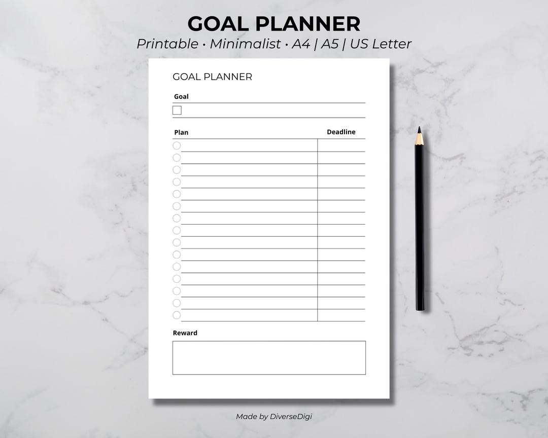 Goal Planner PDF | A4, A5, US Letter | Printable Productivity Planner ...