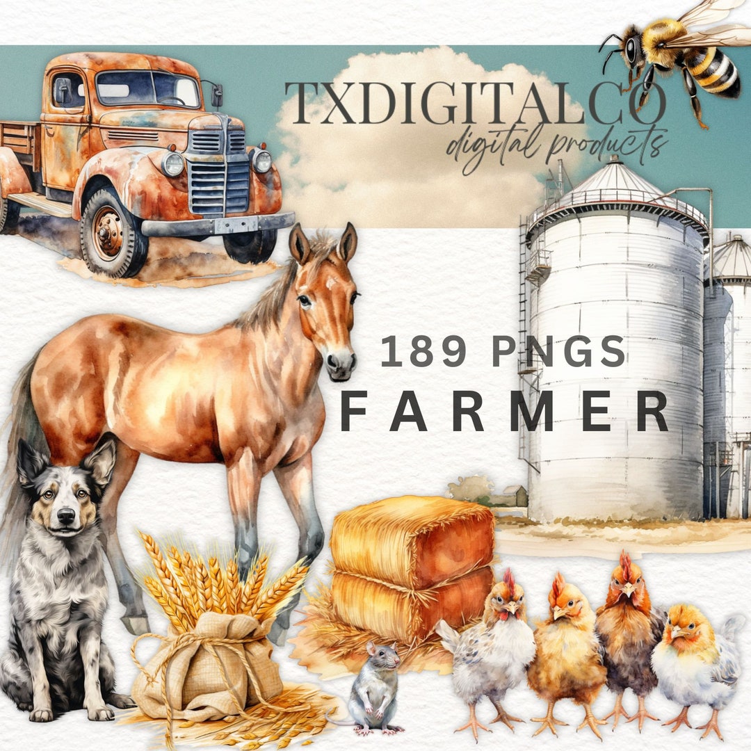 Farm Life PNG Clipart Bundle Agriculture and Farmer Illustrations ...