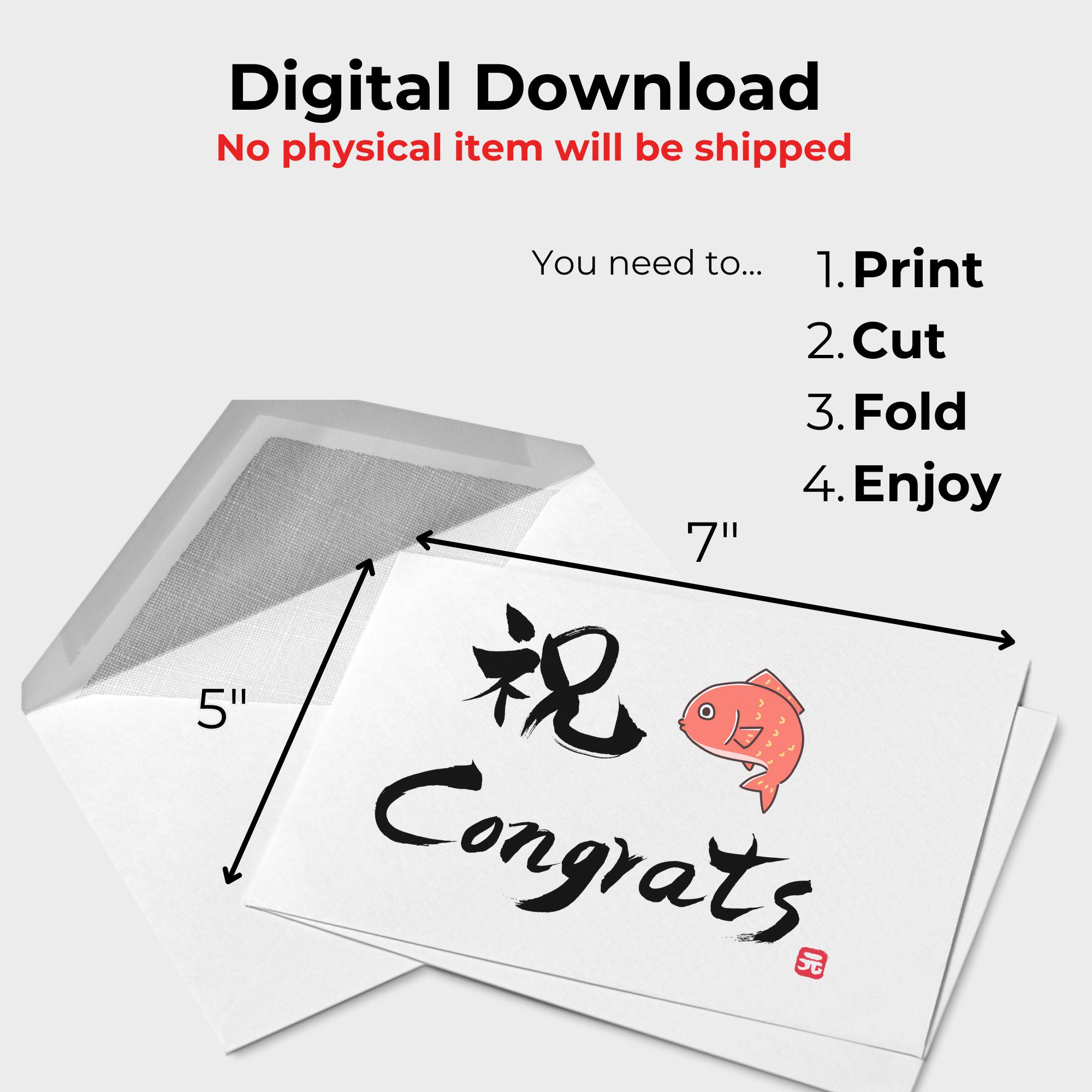 Japanese Calligraphy Congratulation Card: Wedding, Anniversary ...