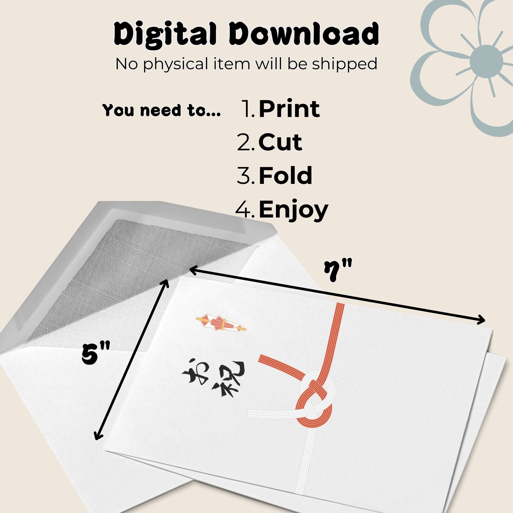 Japanese Noshi Celebration Card: Kanji Calligraphy (digital Download ...