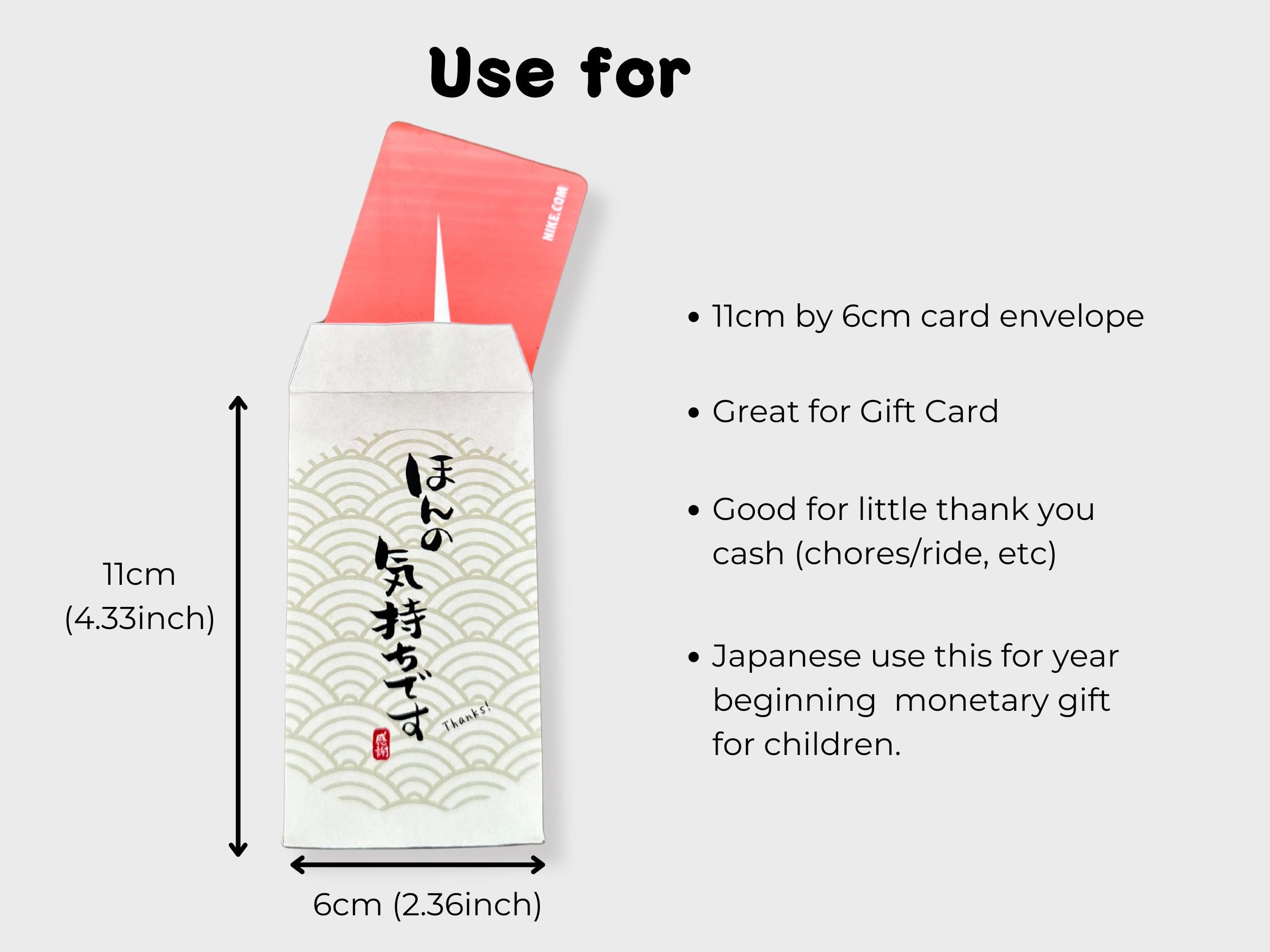 Printable Thank You Card Envelope Gift Card Japanese Kanji Pochi Bukuro ...