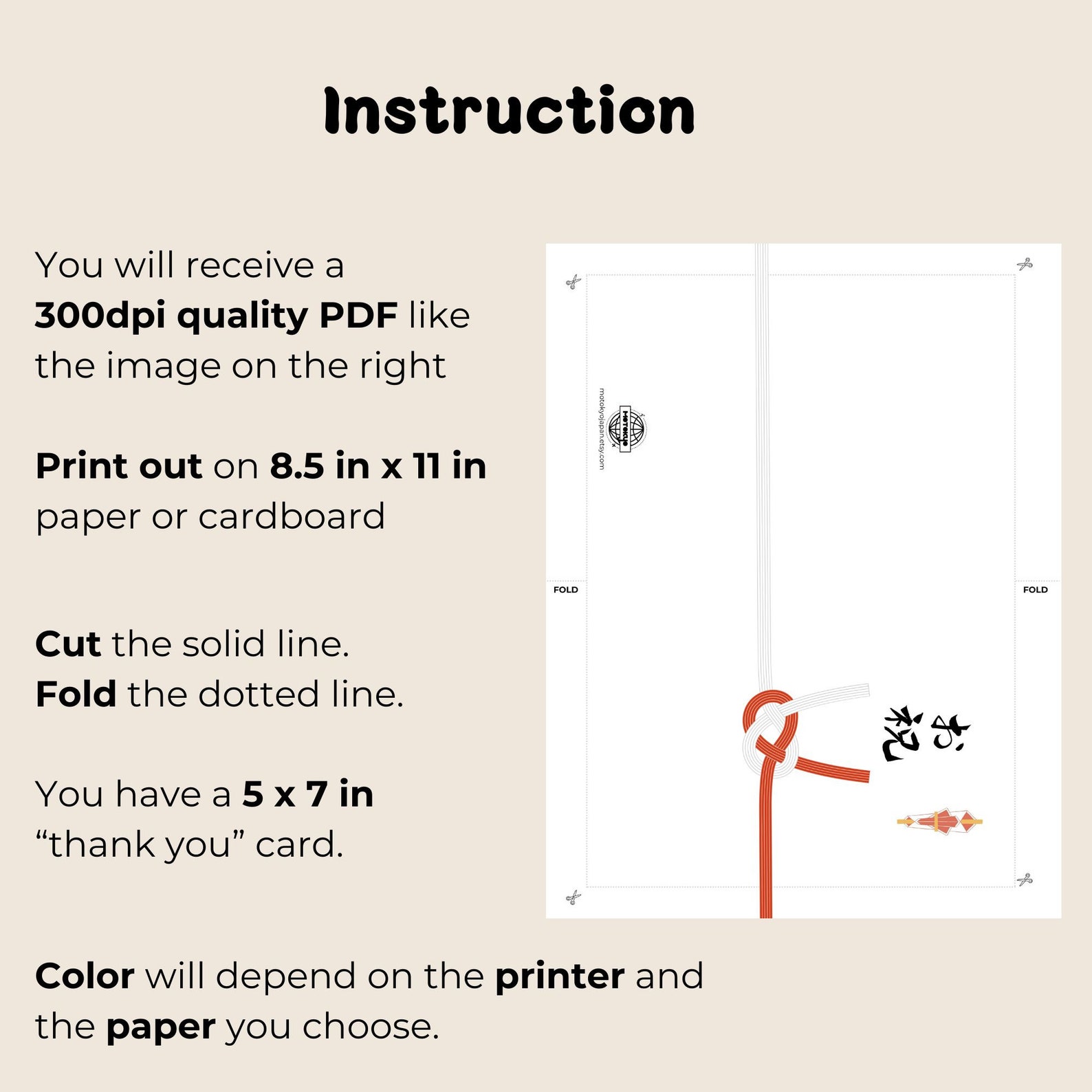Japanese Noshi Celebration Card: Kanji Calligraphy (digital Download ...