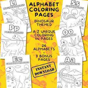 Alphabet Coloring Pages Printable, Dinosaur ABC Coloring Book, Letter ...