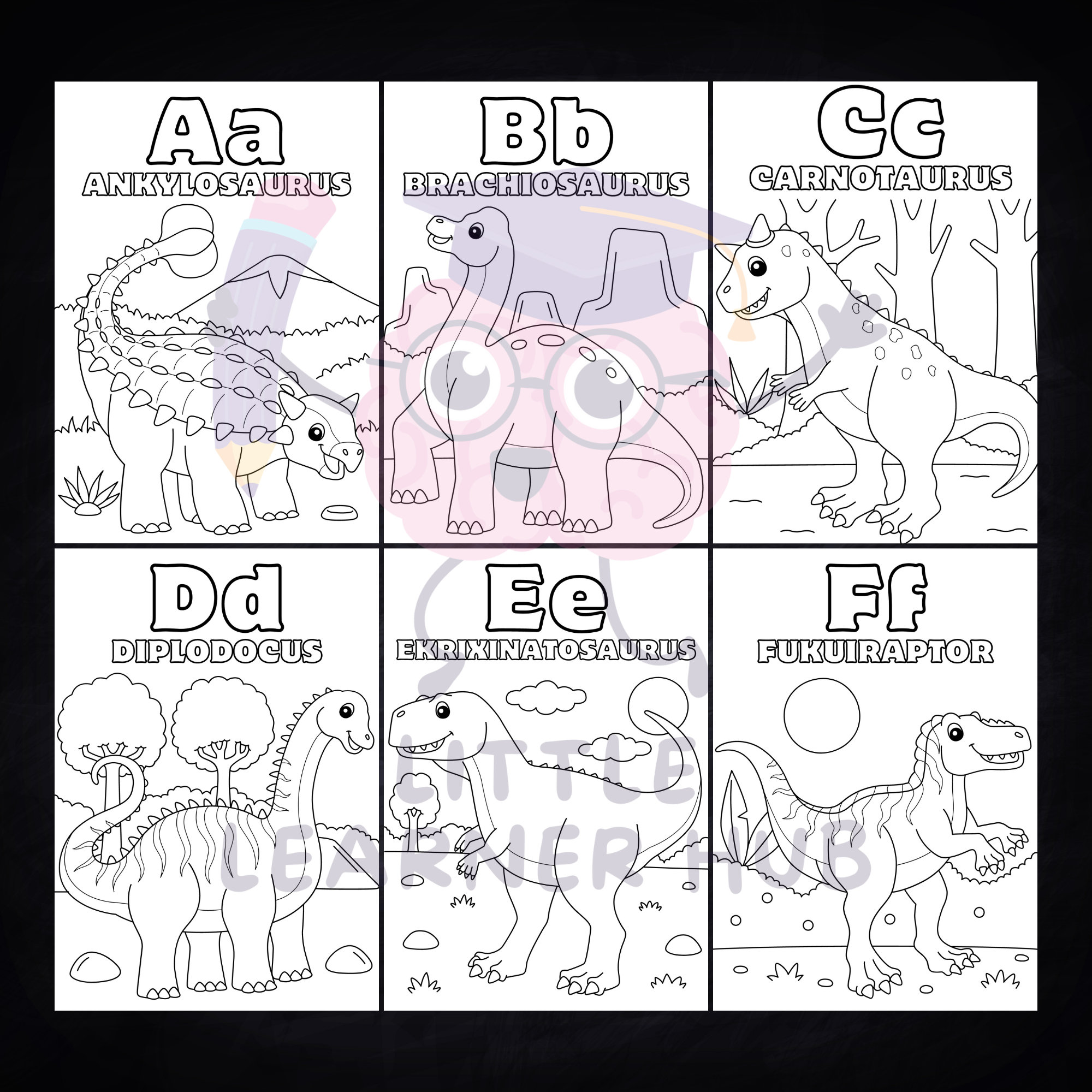 Alphabet Coloring Pages Printable, Dinosaur ABC Coloring Book, Letter ...