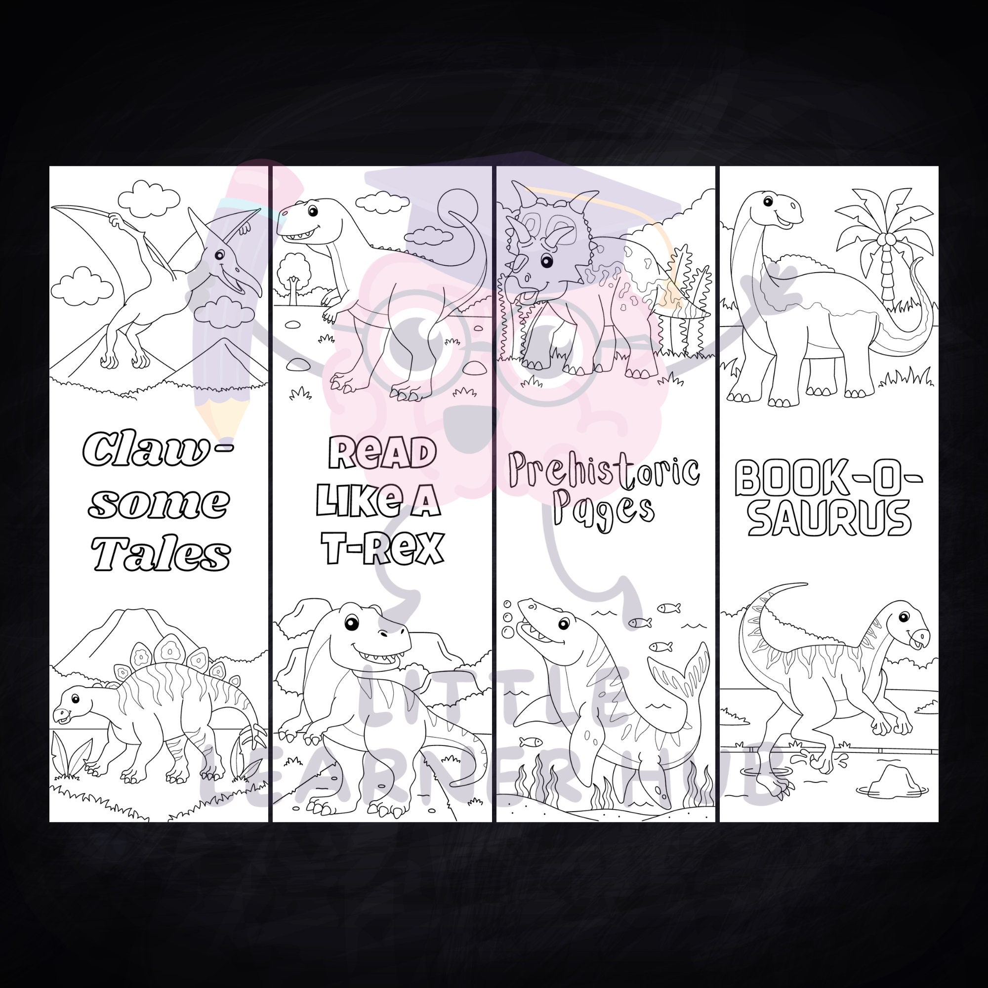 Coloring Bookmarks Printable Dinosaur Theme for Kids, Dino Bookmark ...