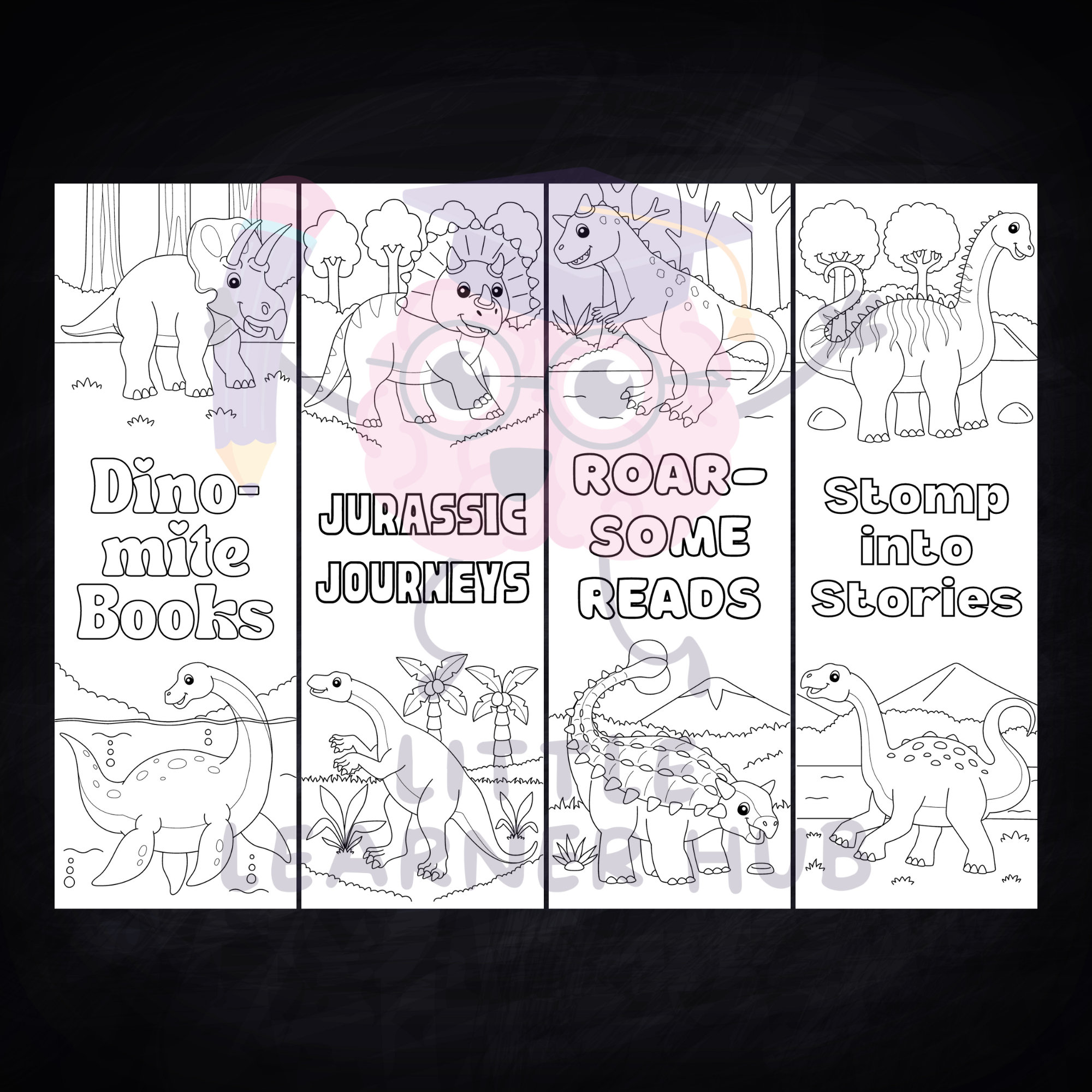 Coloring Bookmarks Printable Dinosaur Theme for Kids Dino - Etsy
