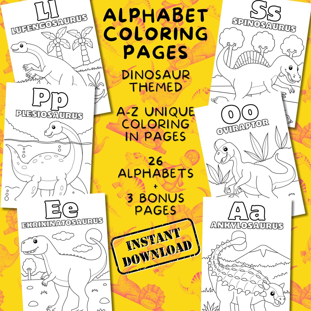 Alphabet Coloring Pages Printable, Dinosaur ABC Coloring Book, Letter ...