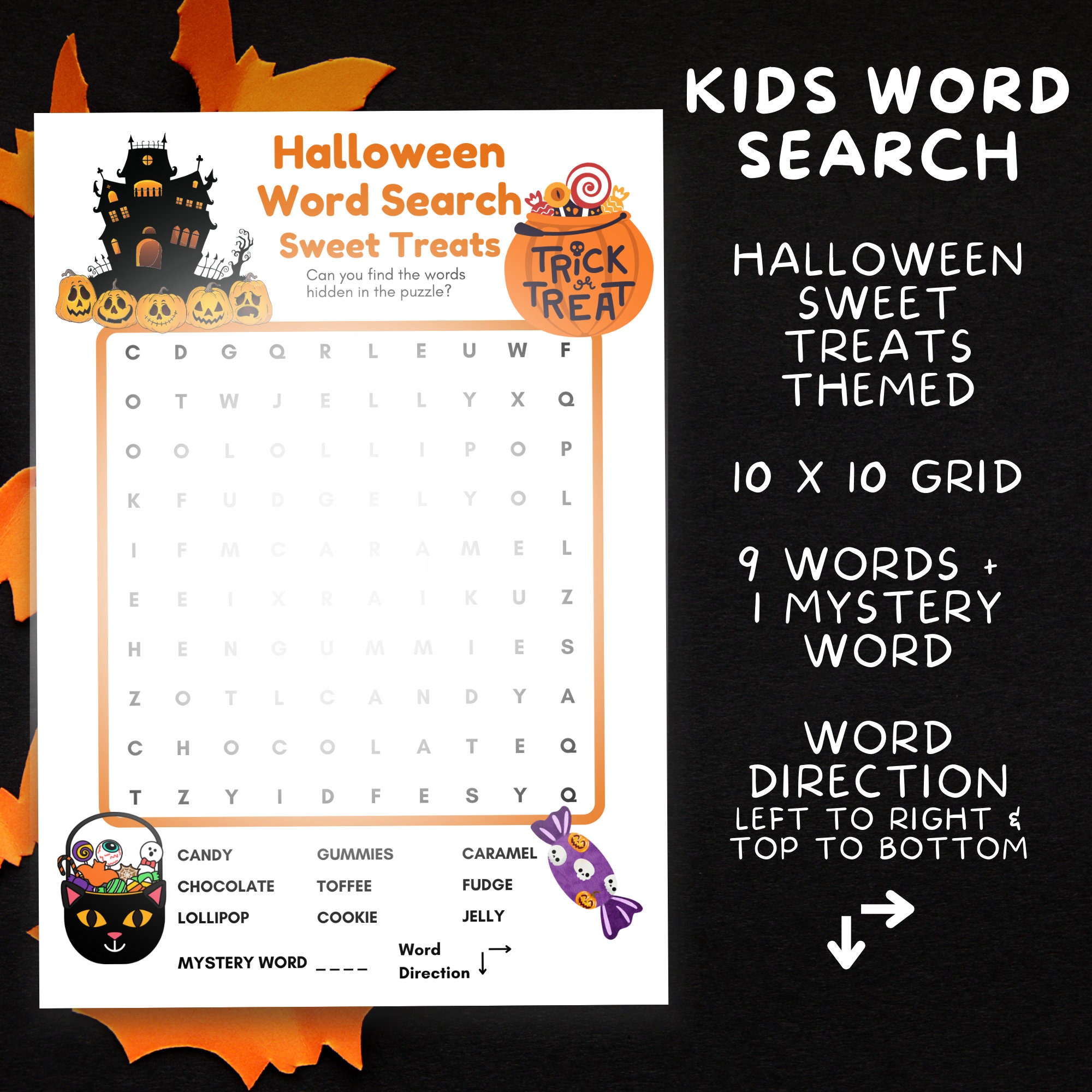 Halloween Word Search for Kids Printable Bundle of 5 Puzzles - Etsy