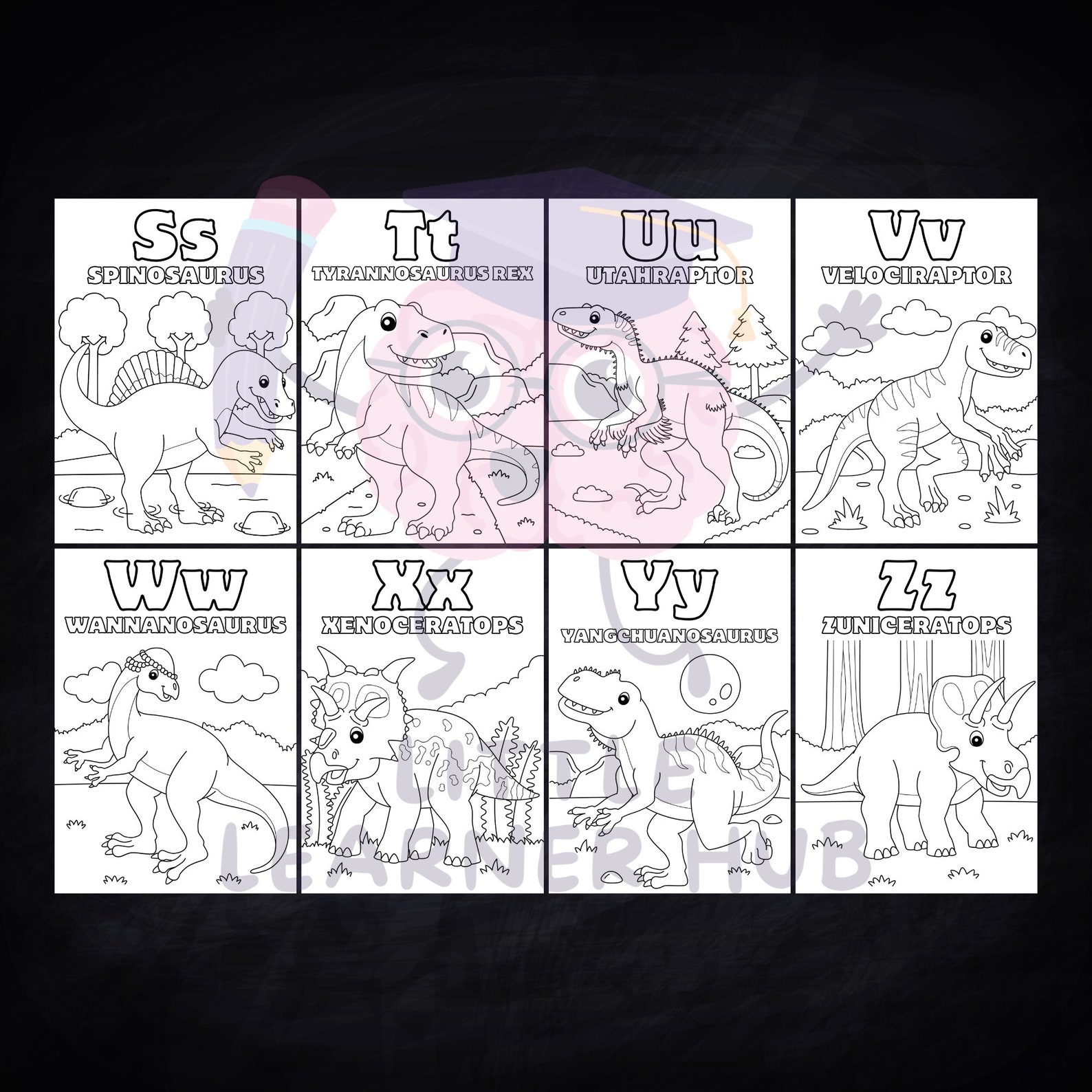 Alphabet Coloring Pages Printable, Dinosaur ABC Coloring Book, Letter ...