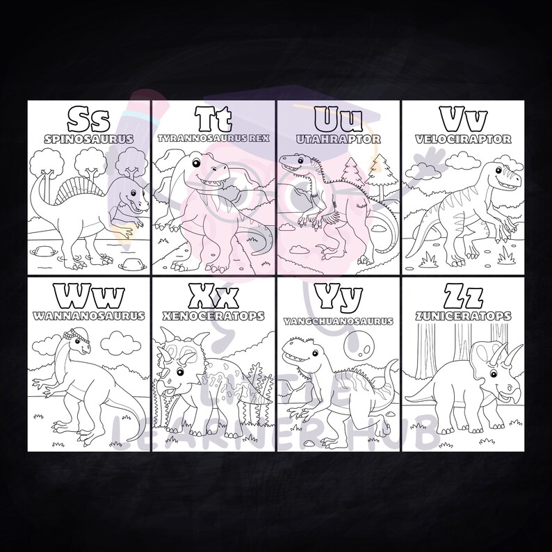 Alphabet Coloring Pages Printable, Dinosaur ABC Coloring Book, Letter ...