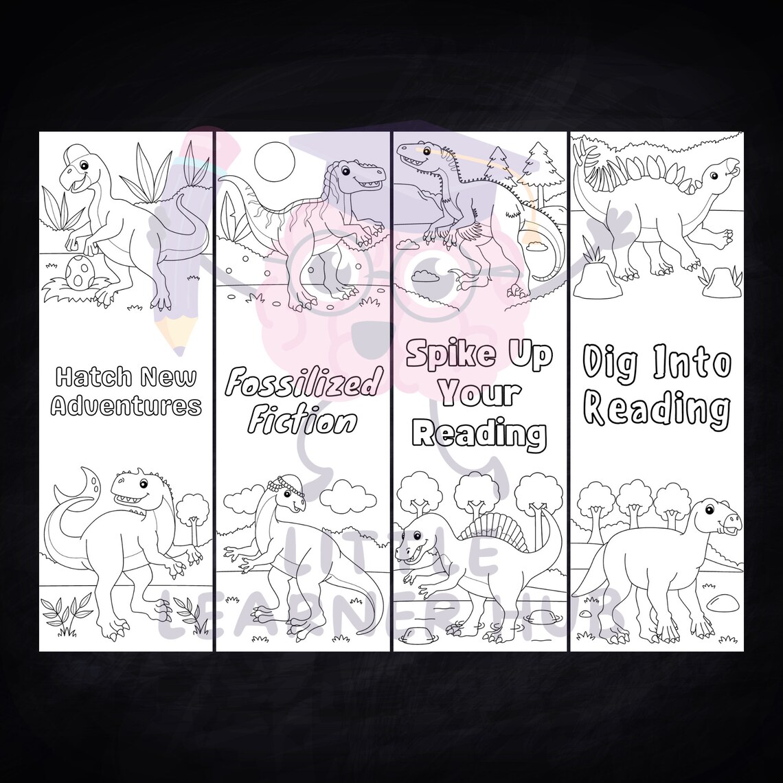 Coloring Bookmarks Printable Dinosaur Theme for Kids, Dino Bookmark ...