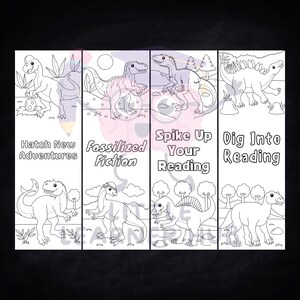 Coloring Bookmarks Printable Dinosaur Theme for Kids, Dino Bookmark ...