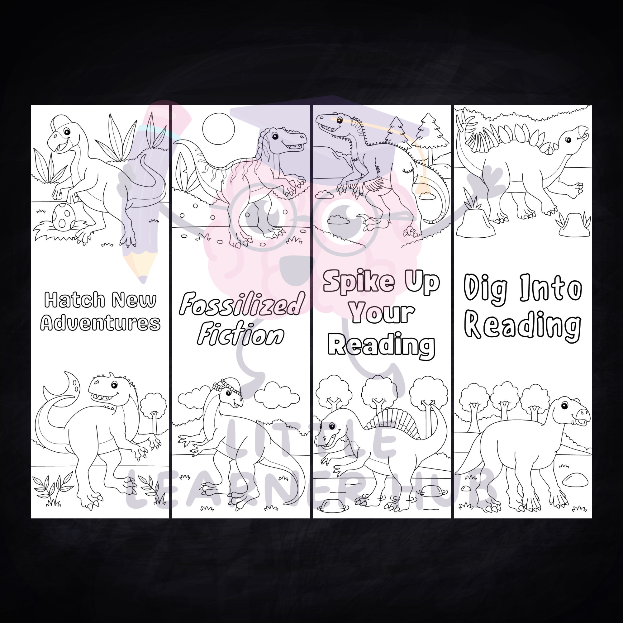 Coloring Bookmarks Printable Dinosaur Theme for Kids, Dino Bookmark ...