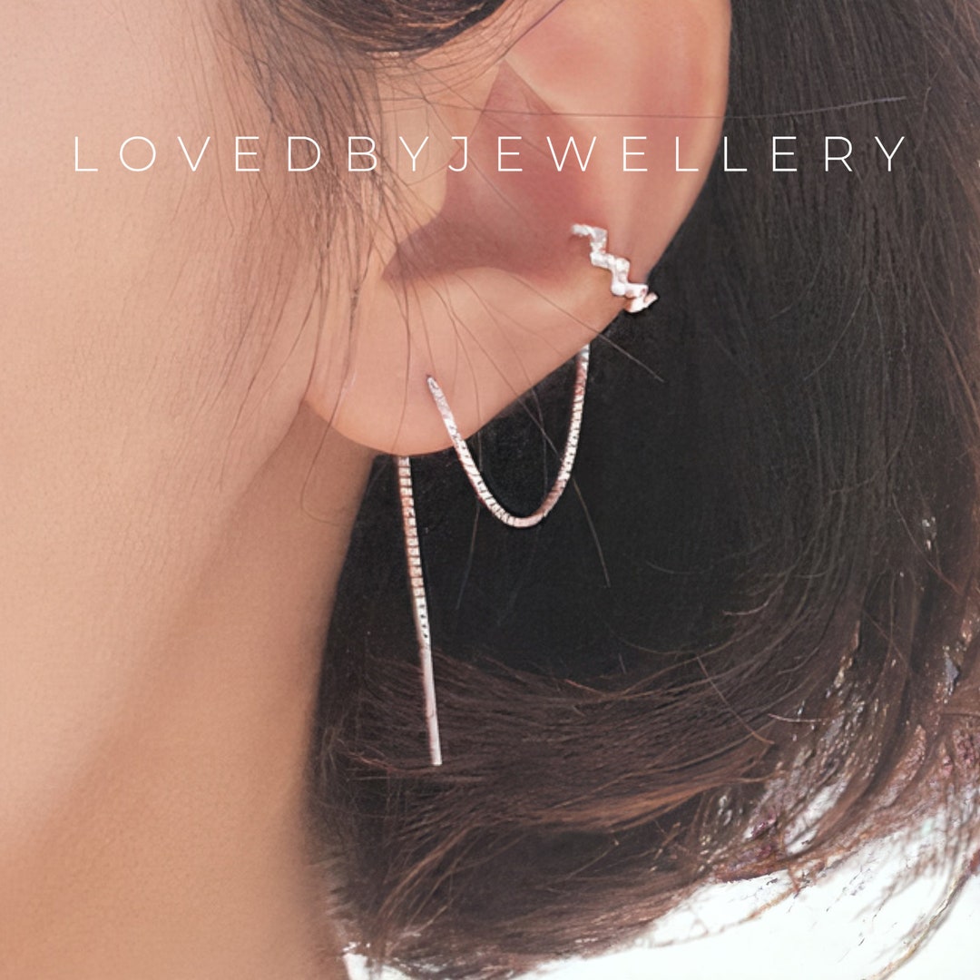 Ear Cuff Chain Earrings Sterling Silver Earrings Minimalist Earrings ...