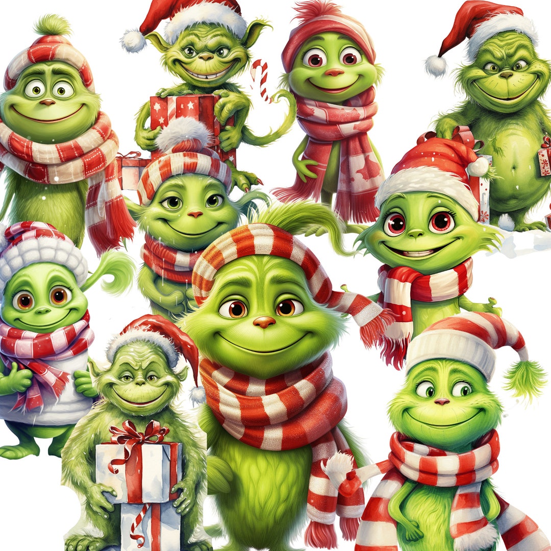 14 Christmas Grinch Clipart 3D Christmas Break Through - Etsy