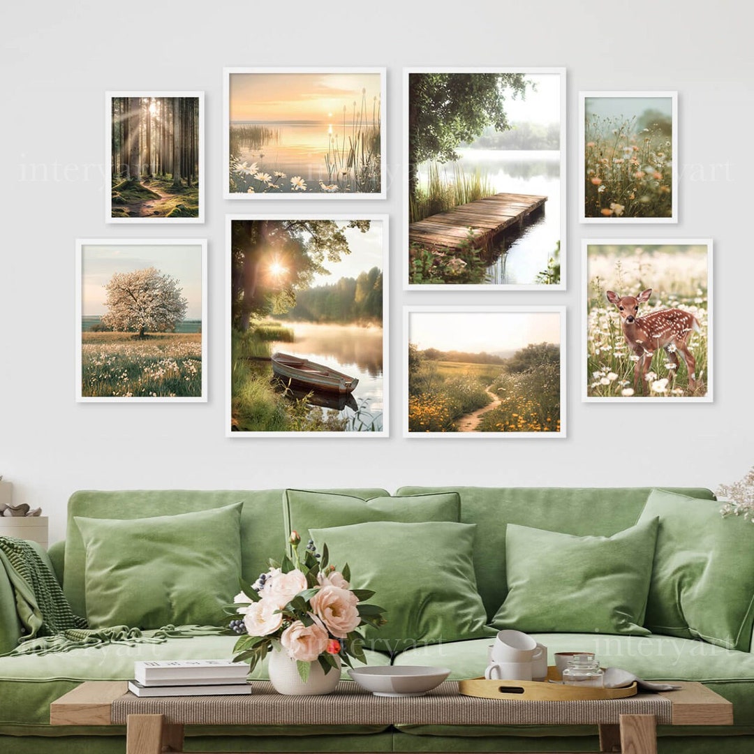 Set of 8 Forest Lake Digital Prints, Download Nature Gallery Wall Set ...