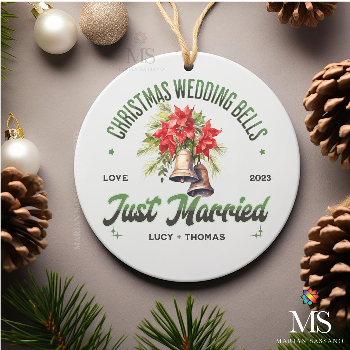 Custom Name Christmas Wedding Bells Ornament Gift,wedding Gift,new ...
