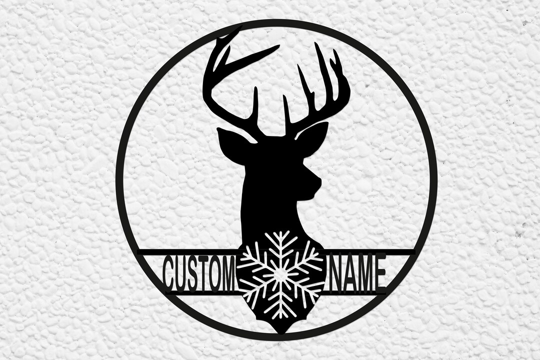 Personalized Deer Head Name Sign, Custom Hunting Sign, Deer Antlers ...