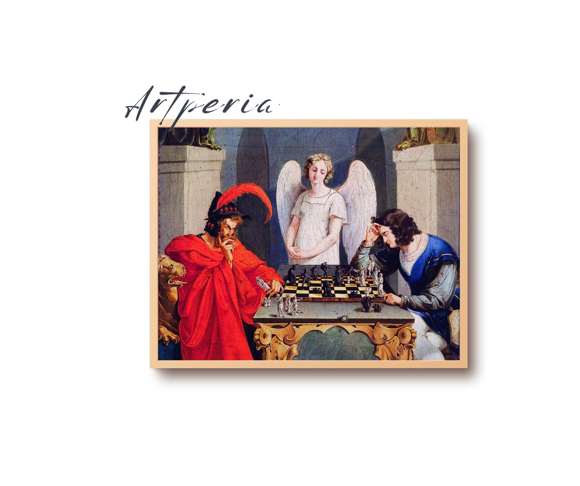 Pact With the Devil Print - Fine Art. Faust and Mephisto Playing Chess ...