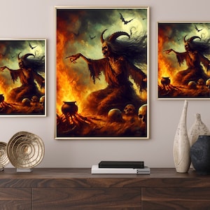 Das Ritual einer Hexe- Fine Art Druck! Vintage Kunst, Teufel, Hexe ...
