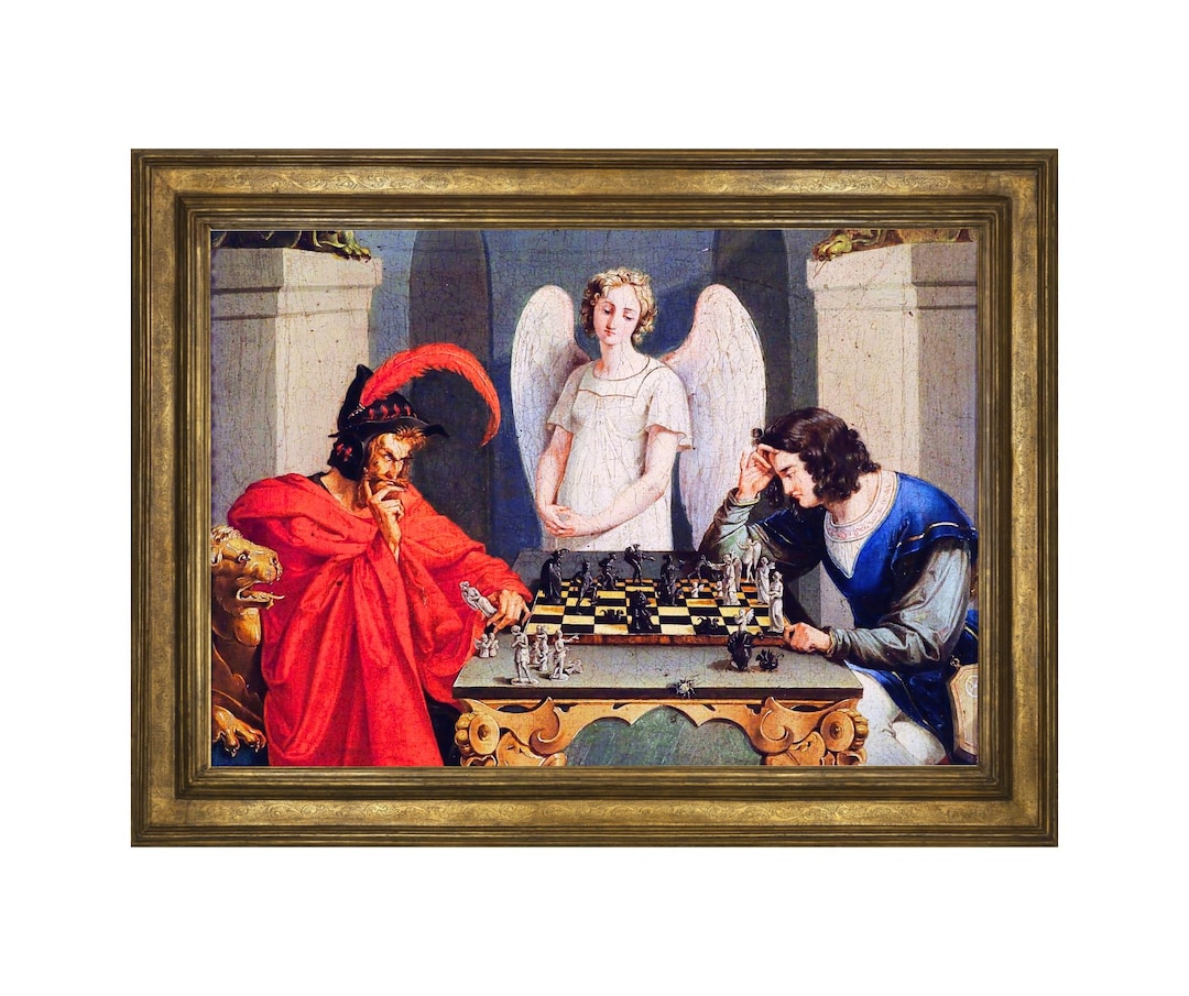 Pact With the Devil Print - Fine Art. Faust and Mephisto Playing Chess ...