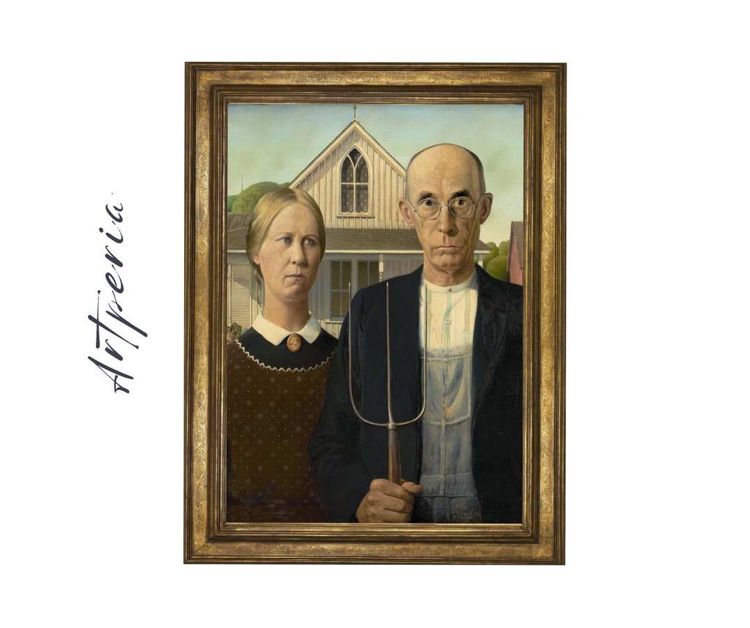 American Gothic Print. Fine Art. Grant Wood - Famous Painting From 1930 ...