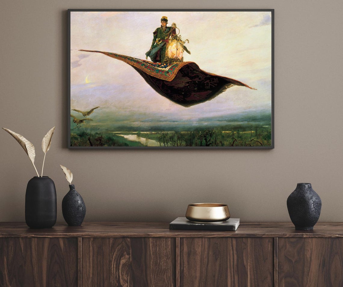 Flying Carpet Print. Classic Fine Art Painting, Grimm, Mythology, Fairy ...