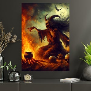 Das Ritual einer Hexe- Fine Art Druck! Vintage Kunst, Teufel, Hexe ...