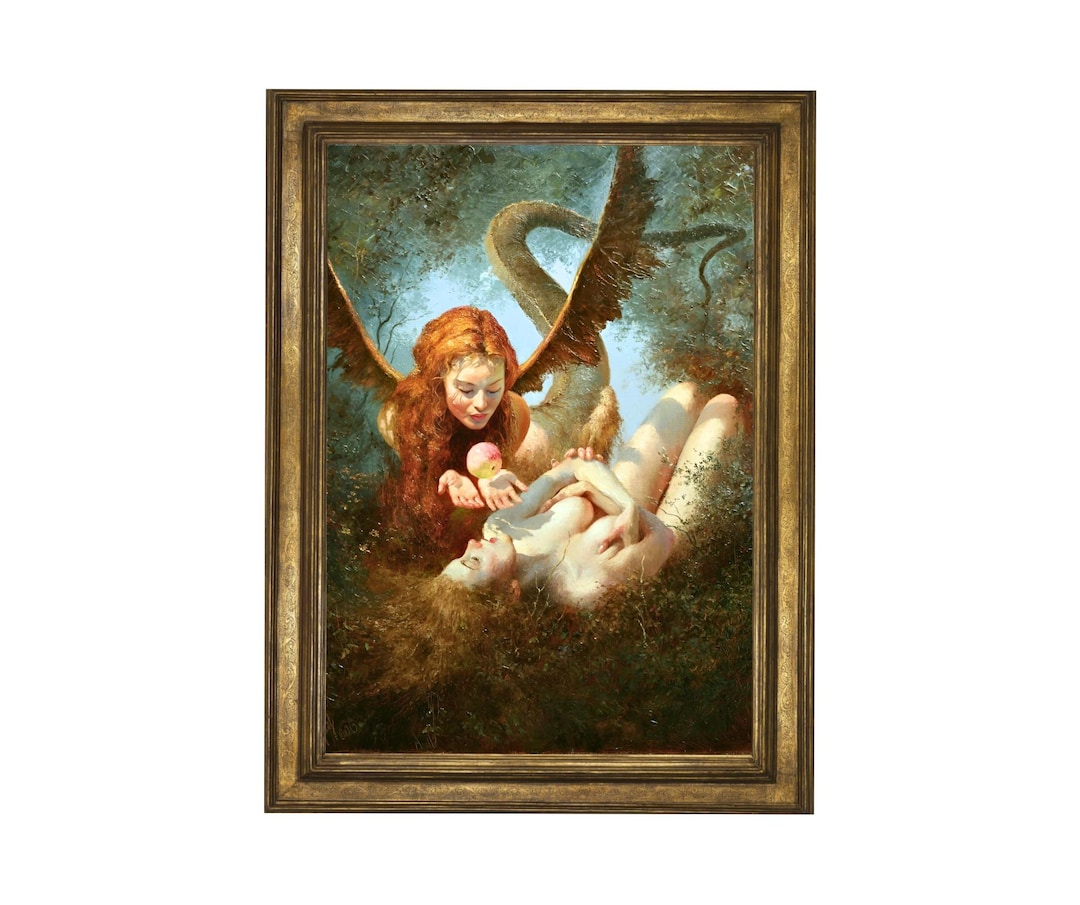 Lilith & Eve Print - Fine Art Print! Vintage Art, Lilith, Adam, Bible ...