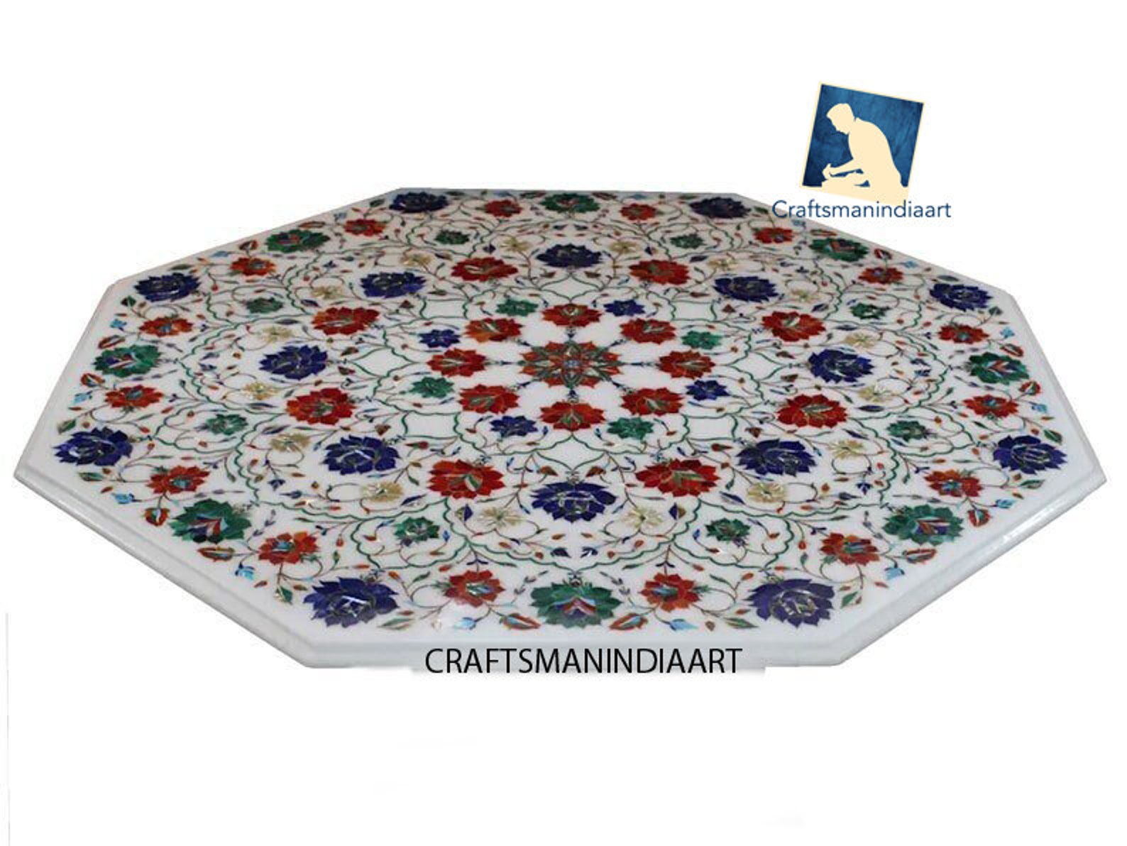 White Marble Octagon Luxury Dining & Coffee Table Top Handmade - Etsy