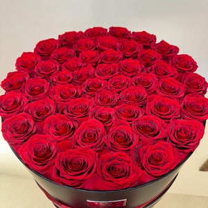 Red Preserved Roses Inside Classic Hatbox - Etsy