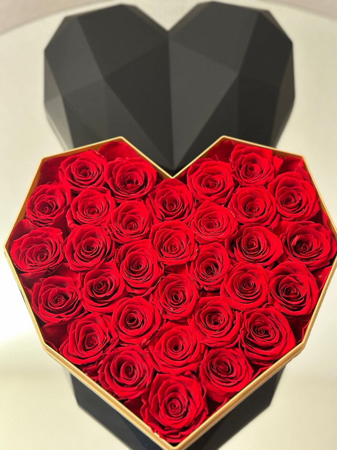 Diamond Heart Box Preserved Roses - Etsy
