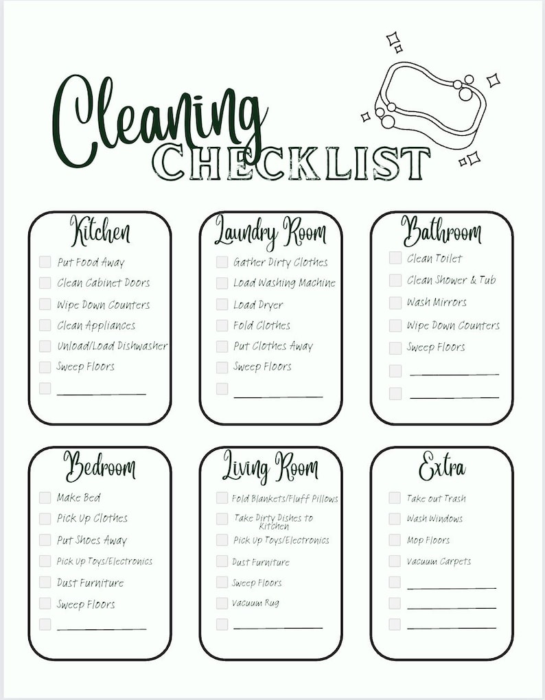 Cleaning Checklist - Etsy