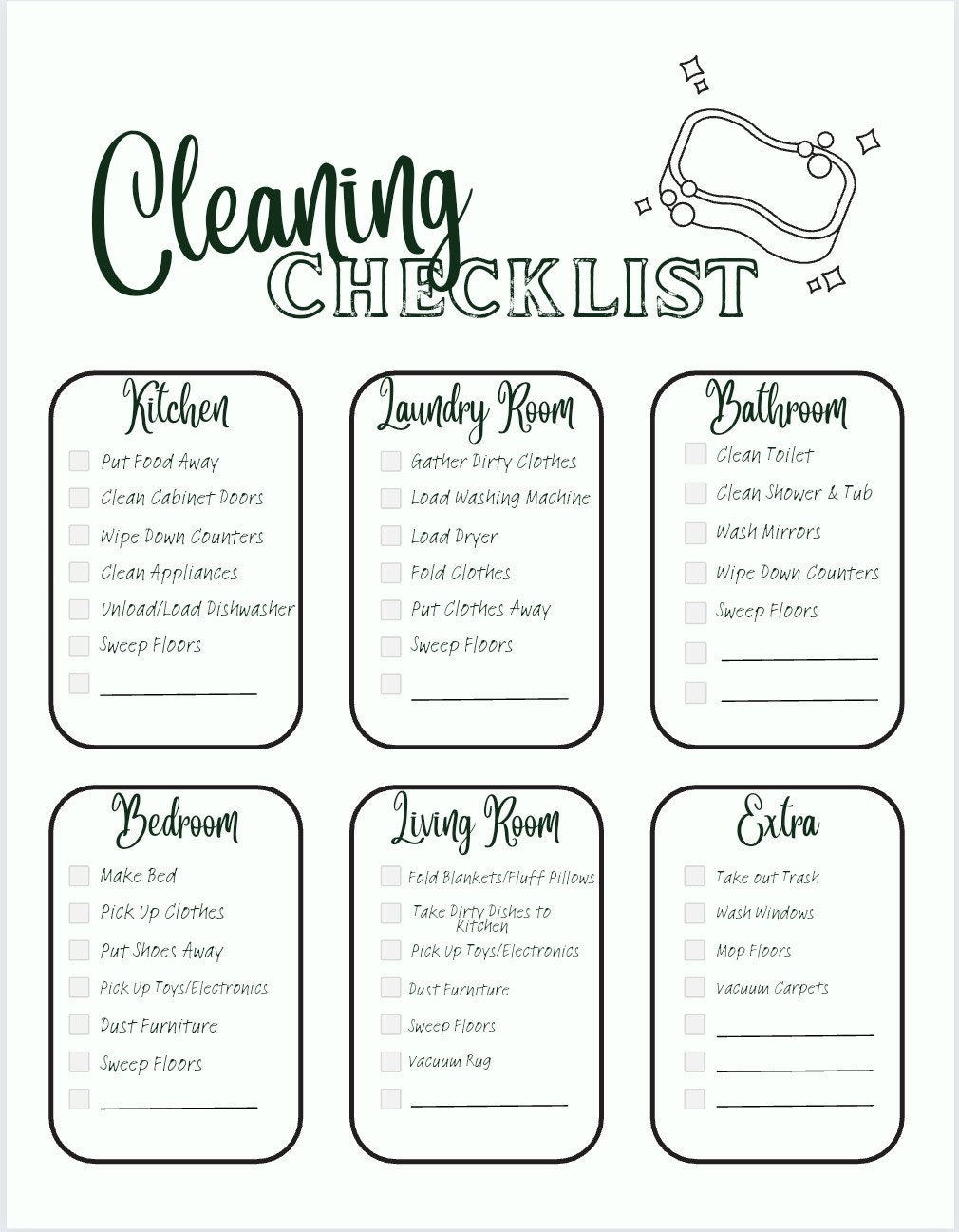 Cleaning Checklist - Etsy