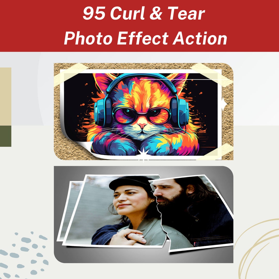 95 Photograph Curl and Tear Effect Action Photoshop Artwork Photoshop ...