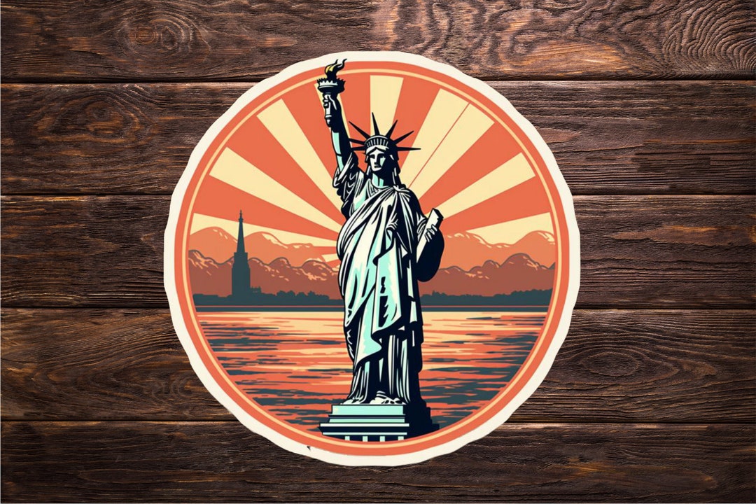 Vintage Statue of Liberty Sticker Vinyl Sticker Water Bottle - Etsy