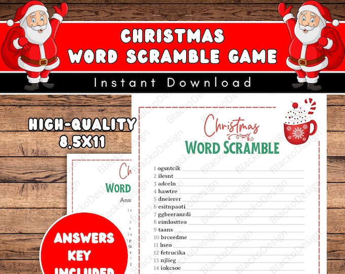 Christmas Word Scramble Game Printable - Christmas Party Game for Kids ...
