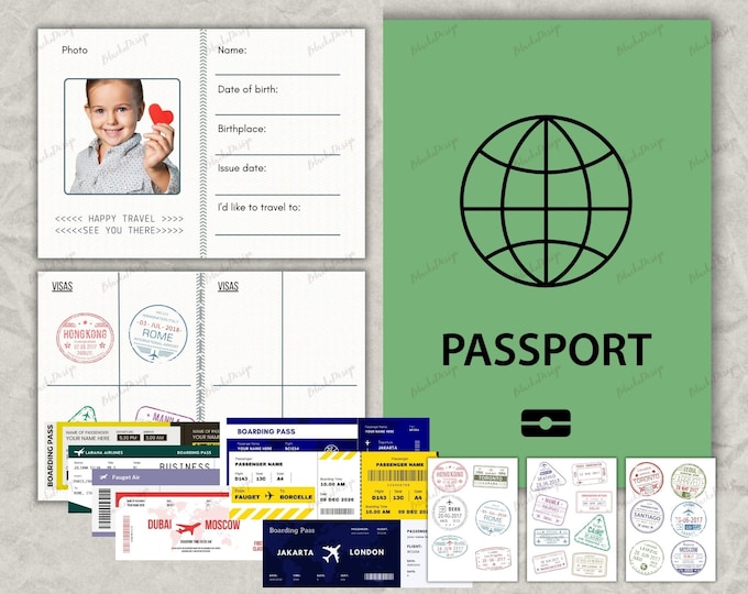 Printable US Passport for Kids: Travel Adventure Set (digital Download ...