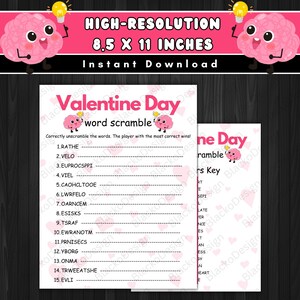 Valentine's Day Word Scramble Game - Kids Valentines Classroom Activity ...
