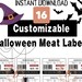 Editable Halloween Meat Labels: Spooky Canva Designs (digital Download ...