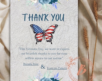 Thank A Veteran Thank You Card for Veteran Service Member Printable ...
