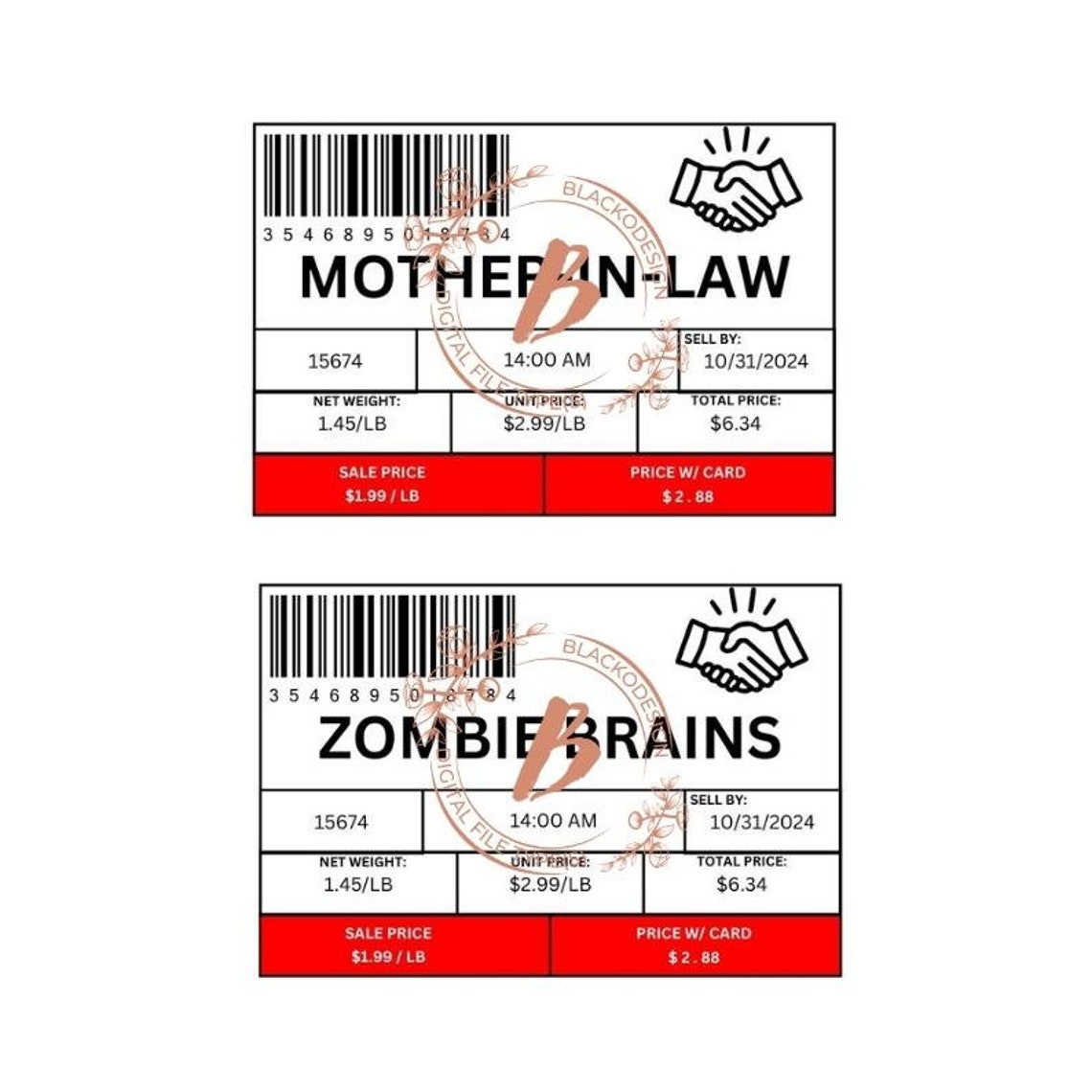 Editable Halloween Meat Labels, Meat Labels, Editable Meat Label ...