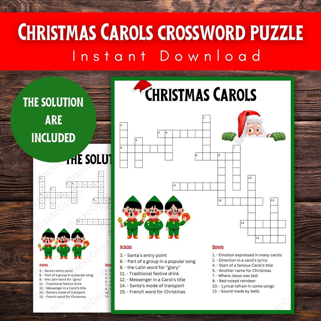 Christmas Carols Crossword Puzzle - Printable Christmas Crossword ...