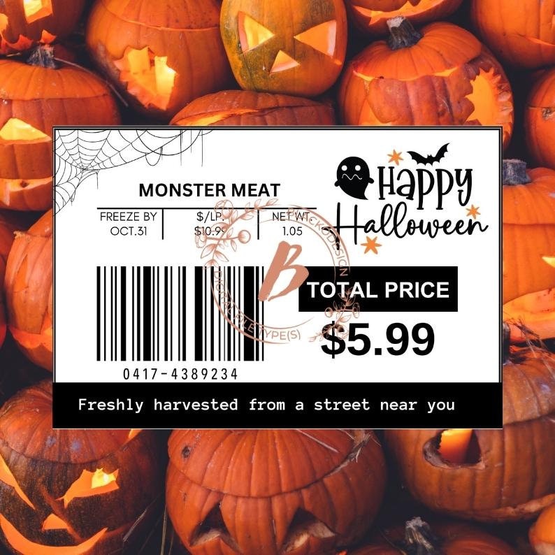Printable Halloween Prank Labels: Fake Meat Stickers (PDF Download) - Etsy